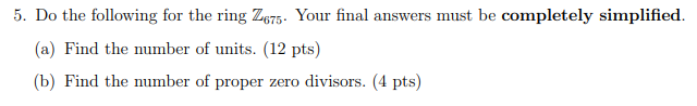 Solved 5. Do the following for the ring 2675. Your final | Chegg.com