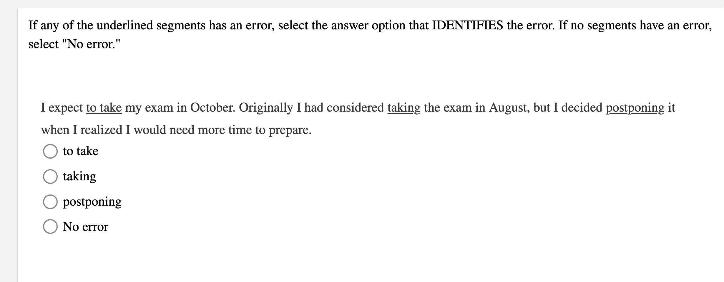 Solved If any of the underlined segments has an error, | Chegg.com
