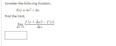Solved Consider the following function. f(x) = 4x² - 8x Find | Chegg.com