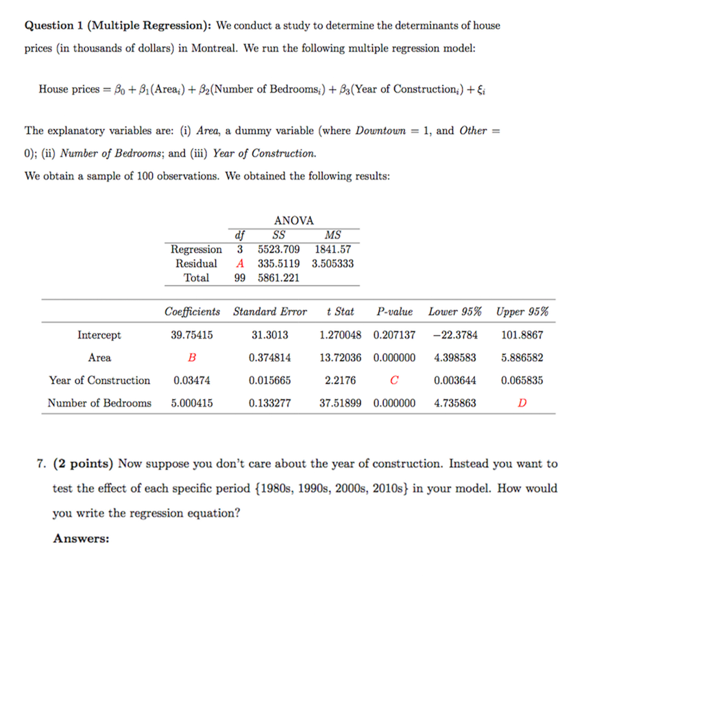 Solved Question 1 (Multiple Regression): We conduct a study | Chegg.com