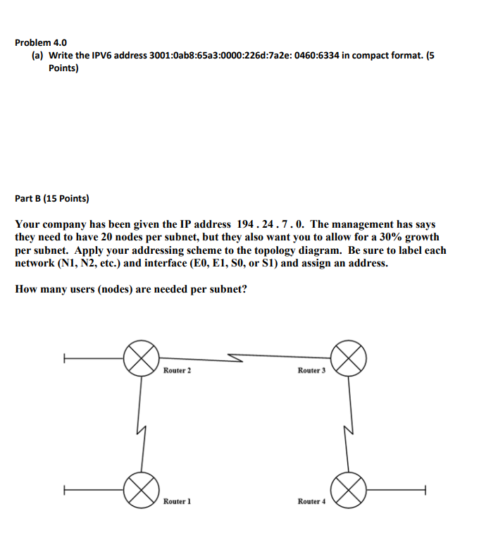 Solved Problem 4 0 A Write The Ipv6 Address