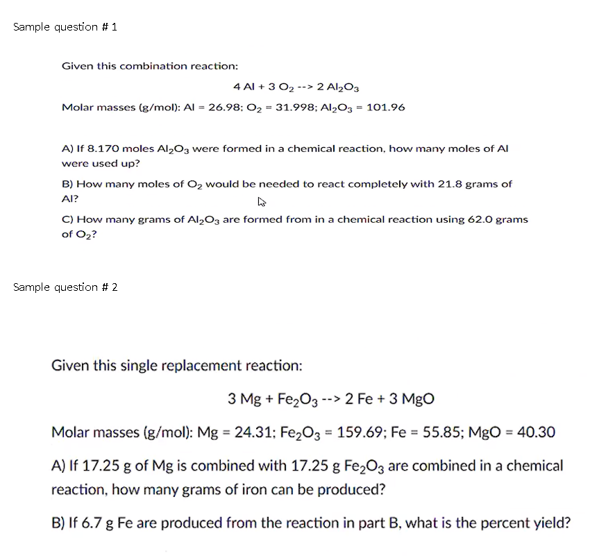 Solved Given this combination reaction: 4Al+3O2−>2Al2O3 | Chegg.com