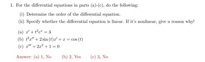 Solved For the differential equations in parts (a) - (c), do | Chegg.com