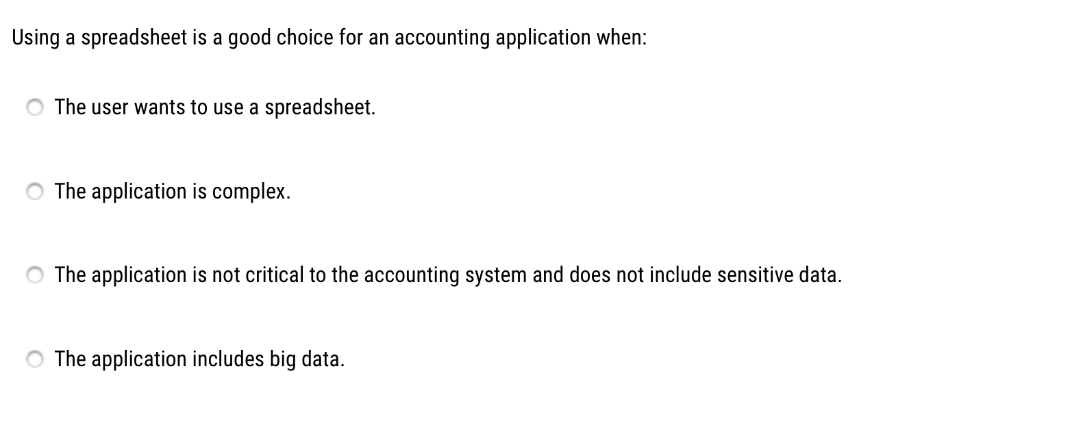 Solved Using a spreadsheet is a good choice for an | Chegg.com