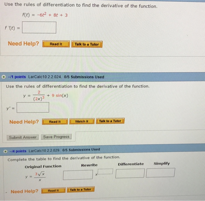 Solved Use the rules of differentiation to find the | Chegg.com