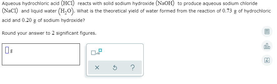 Solved Aqueous hydrochloric acid (HCI) reacts with solid | Chegg.com