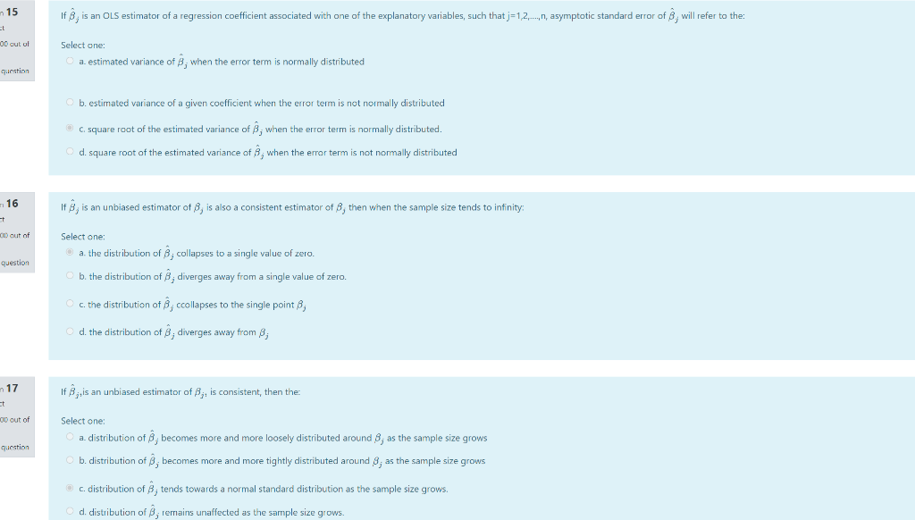 Solved 15 If 8, is an OLS estimator of a regression | Chegg.com