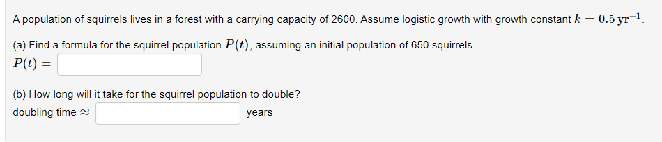 Solved A population of squirrels lives in a forest with a | Chegg.com