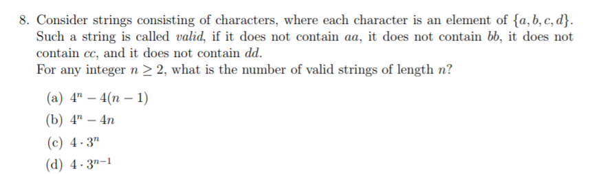 Solved 8. Consider strings consisting of characters, where | Chegg.com