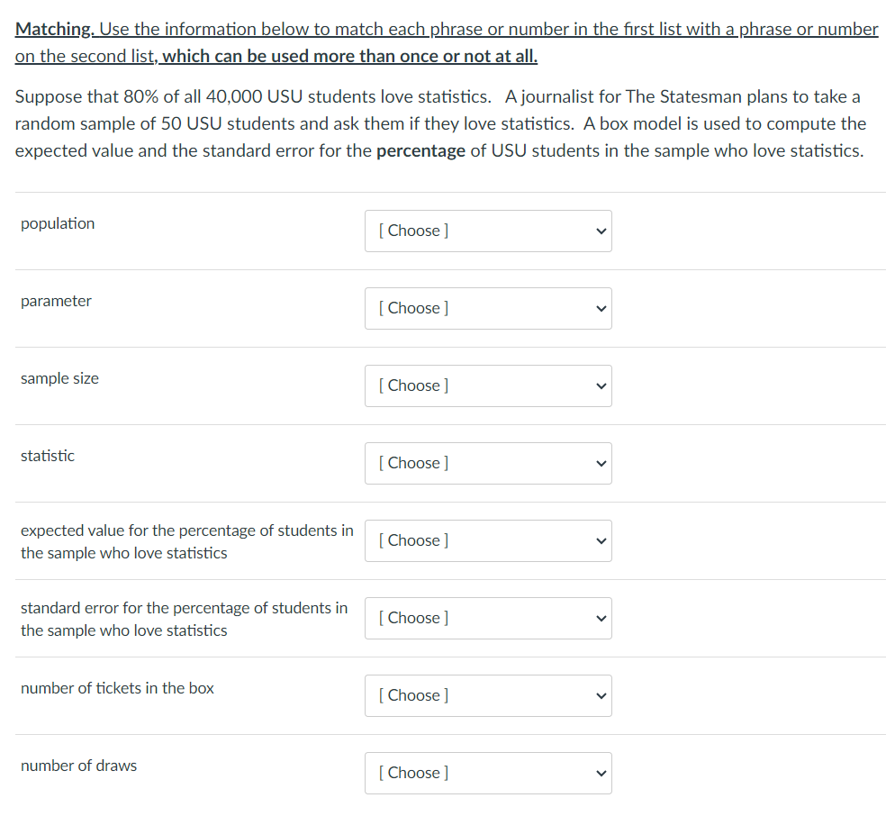 Matching. Use the information below to match each | Chegg.com