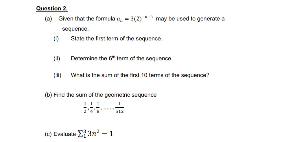 Solved (a) Given that the formula \\( a_{n}=3(2)^{-n+3} \\) | Chegg.com