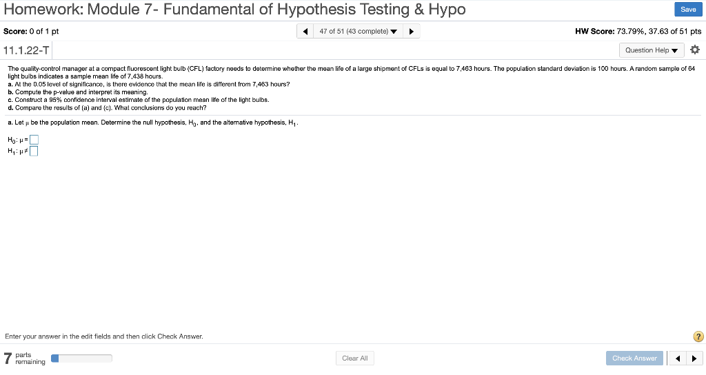 Solved Homework Module 7 Fundamental Of Hypothesis Testing