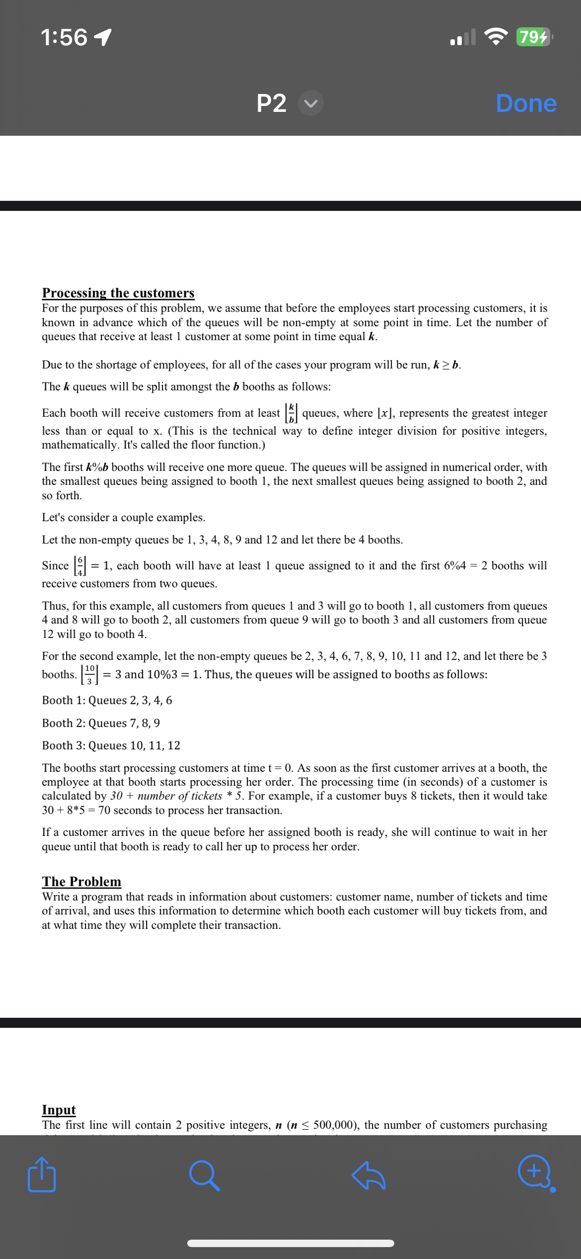 Solved Processing the customers For the purposes of this | Chegg.com