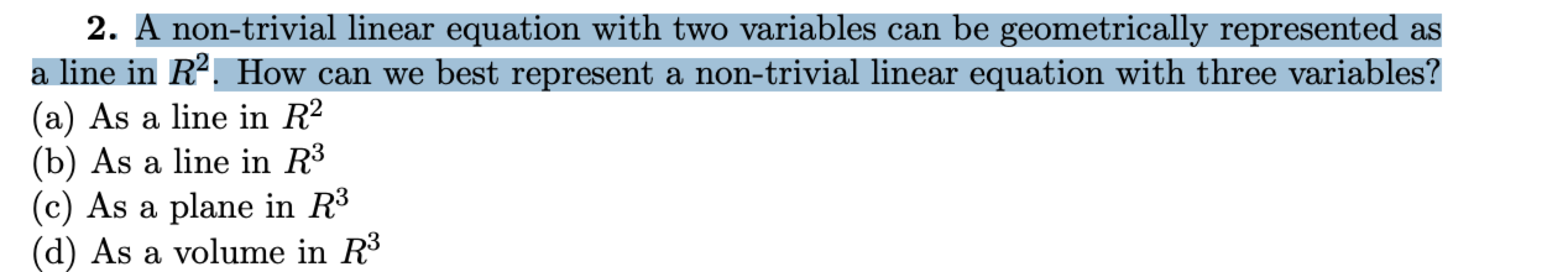 Solved 2. A non-trivial linear equation with two variables | Chegg.com