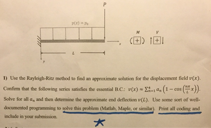 Solved p(x) po 1) Use the Rayleigh-Ritz method to find an | Chegg.com