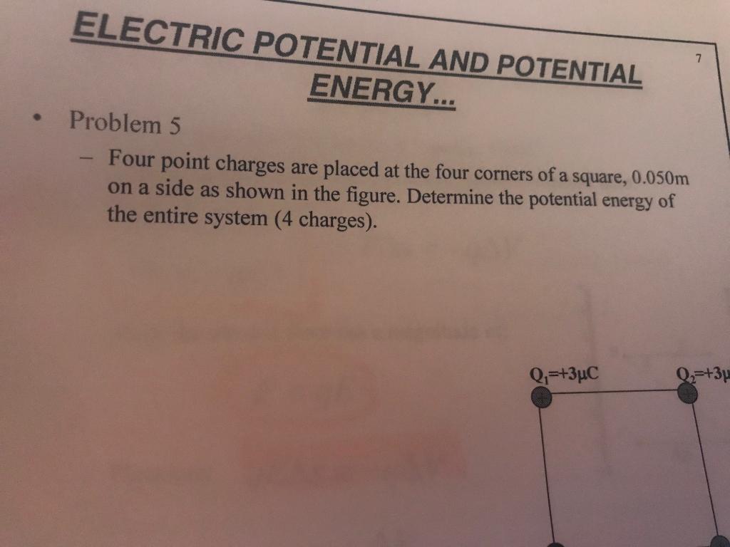 Solved ELECTRIC POTENTIAL AND POTENTIAL ENERGY... 7 Problem | Chegg.com