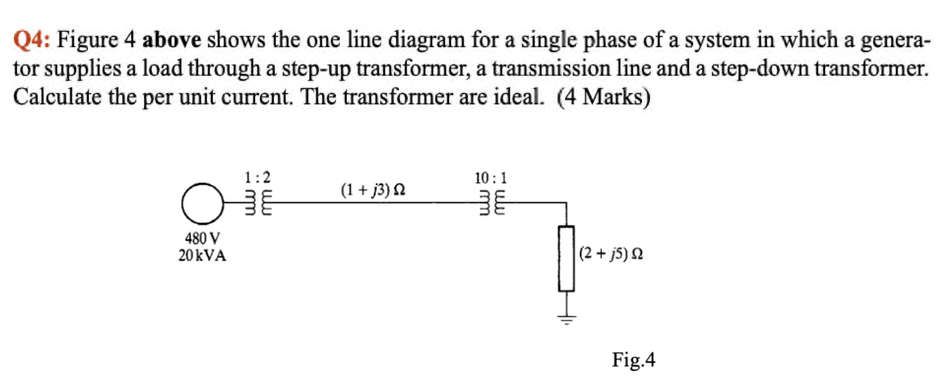 Solved Q4: Figure 4 above shows the one line diagram for a | Chegg.com