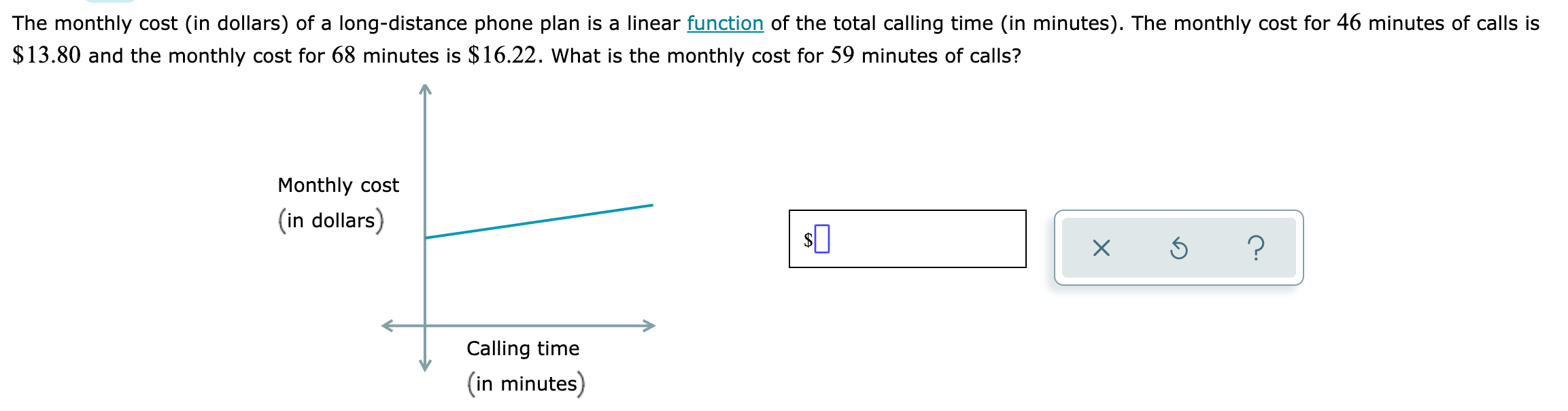 Solved The monthly cost (in dollars) of a long-distance | Chegg.com