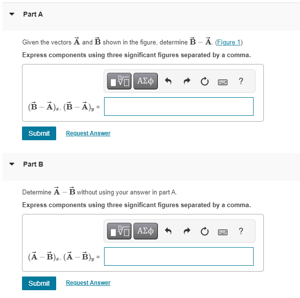 Solved Given the vectors A and B shown in the figure, | Chegg.com