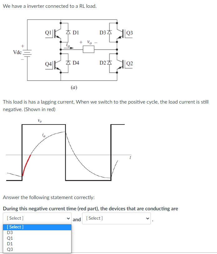 Solved We have a inverter connected to a RL load. This load | Chegg.com