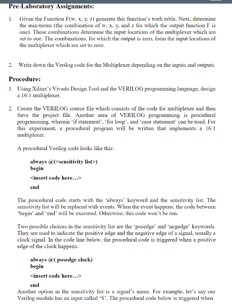 EXPERIMENT #4 Multiplexers in Combinational logic | Chegg.com