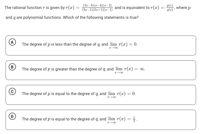 Solved The rational function r is ﻿given | Chegg.com