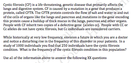 Solved Cystic fibrosis (CF) is a life-threatening, genetic | Chegg.com