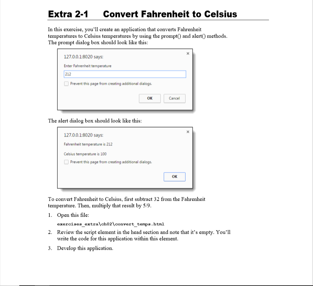 Solved Extra 2-1 Convert Fahrenheit to Celsius In this | Chegg.com