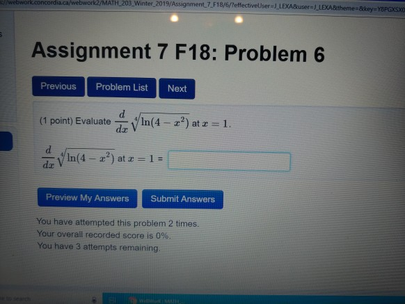 Solved webwork.concordia.ca/webwork2/MATH 203 Winter | Chegg.com