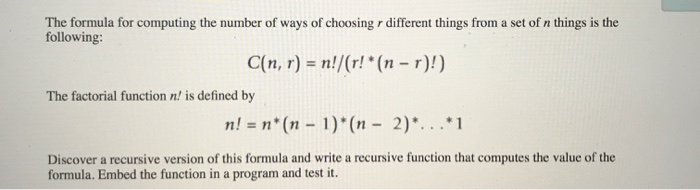 Solved The formula for computing the number of ways of | Chegg.com