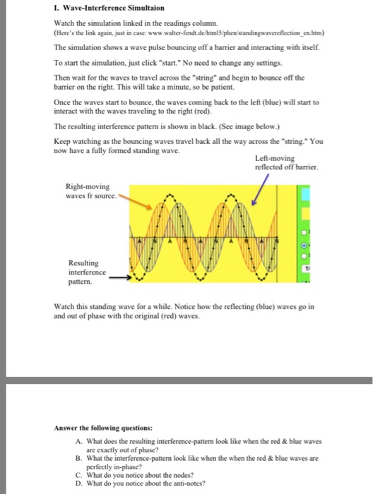 Solved I. Wave-Interference Simultaion Watch the simulation | Chegg.com