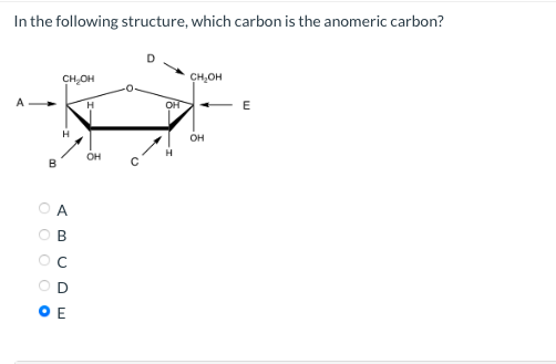 Solved In the sugar shown, which carbon atom is the anomeric | Chegg.com