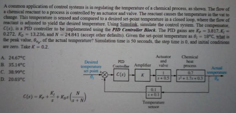 A common application of control systems is in | Chegg.com
