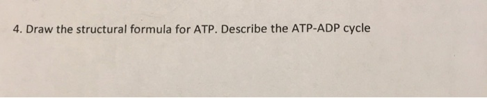 Solved 4. Draw the structural formula for ATP. Describe the | Chegg.com