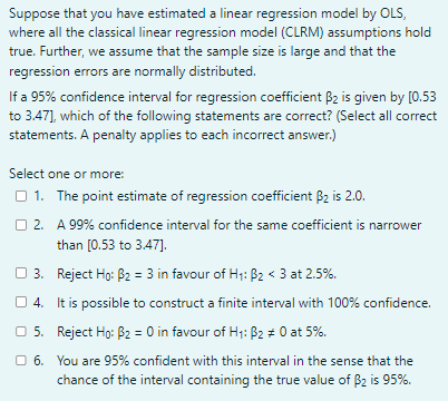 Solved Suppose that you have estimated a linear regression | Chegg.com