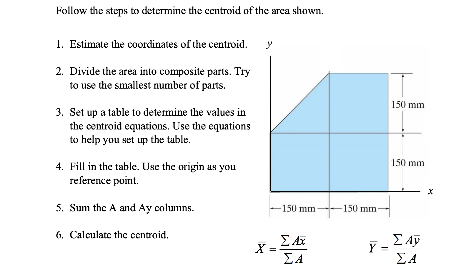 Solved Follow the steps to determine the centroid of the | Chegg.com