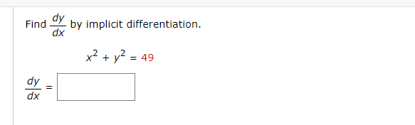 Solved Find \\( \\frac{d y}{d x} \\) by implicit | Chegg.com