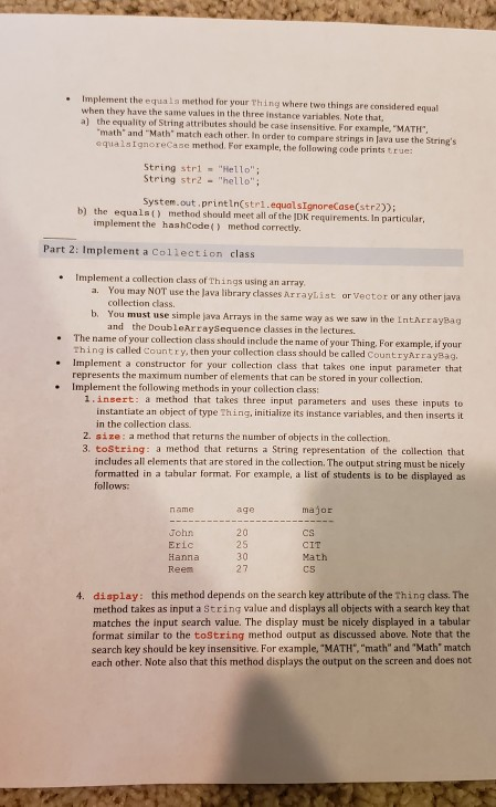 Solved In this assignment, you will implement a collection | Chegg.com