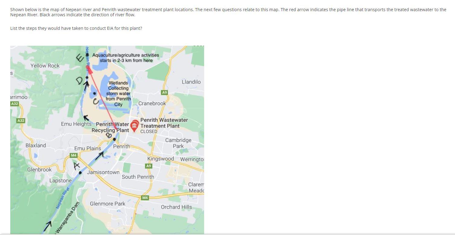 Shown below is the map of Nepean river and Penrith | Chegg.com