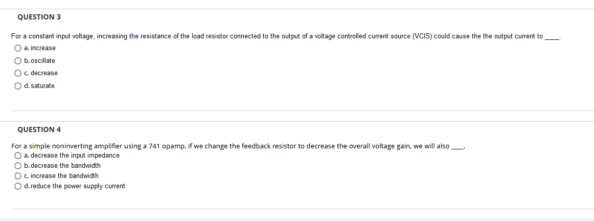 Solved QUESTION 3 For constant input voltage, increasing the | Chegg.com