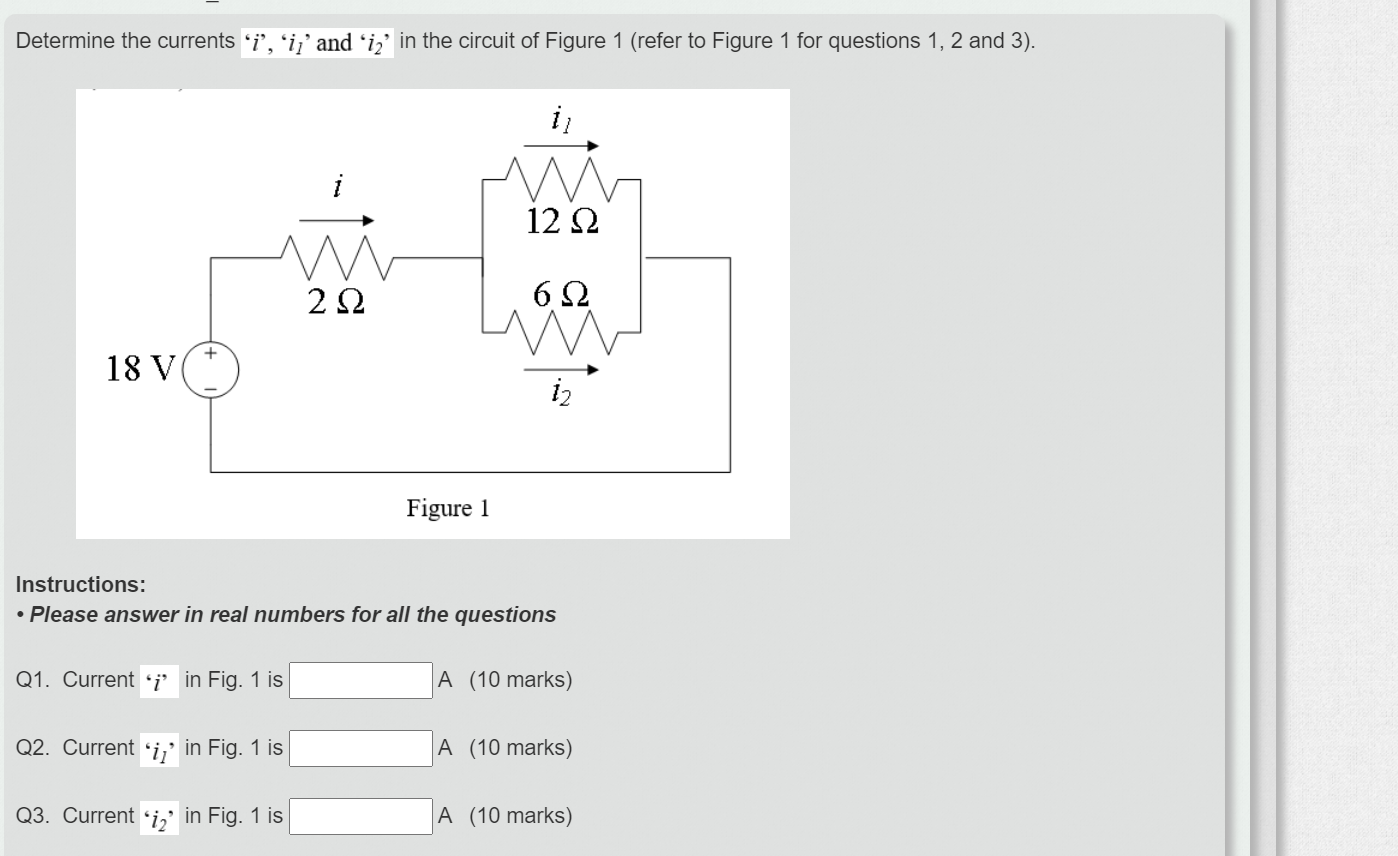 Solved Determine the currents ' i ', ' i1 ' and ' i2 ' in | Chegg.com