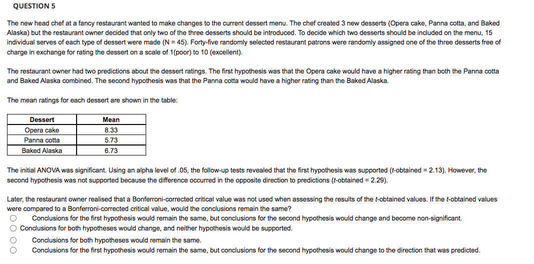 Solved QUESTION 5The new head chef at a fancy restaurant | Chegg.com