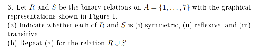 Solved 3. Let R and S be the binary relations on A={1,…,7} | Chegg.com