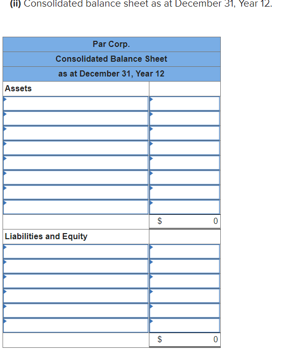 Solved Financial statements of Par Corp. and its subsidiary | Chegg.com
