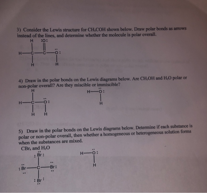Solved 3) Consider the Lewis structure for CH,COH shown | Chegg.com