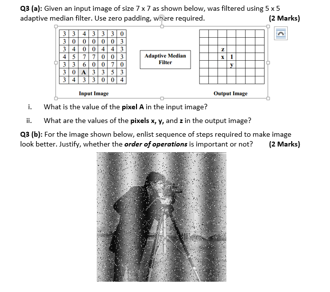 Solved Q3 (a): Given an input image of size 7 x 7 as shown | Chegg.com