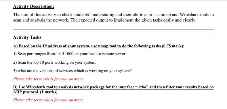 Solved 1. Please use Nmap and Wireshark tools to scan and | Chegg.com