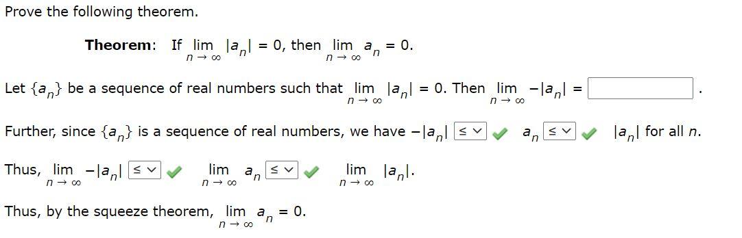 Solved Prove the following theorem. Theorem: If lim lan= 0, | Chegg.com