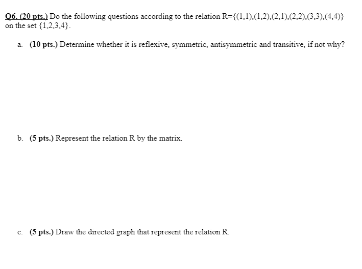 Solved Q6. (20 pts.) Do the following questions according to | Chegg.com
