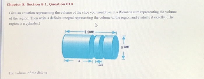 Solved 1. The volume of the disk is? 2. The | Chegg.com